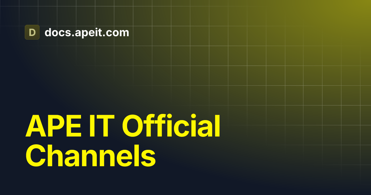 APE IT Official Channels | docs.apeit.com